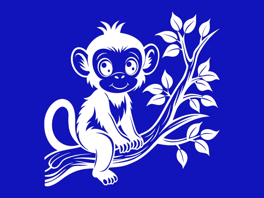 Baby Monkey on Tree Logo Template PNG vector in SVG, PDF, AI, CDR format