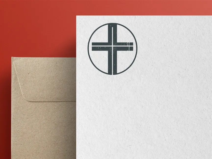 Free Minimal Grunge Christian Cross Symbol in Circle Logo Template ...