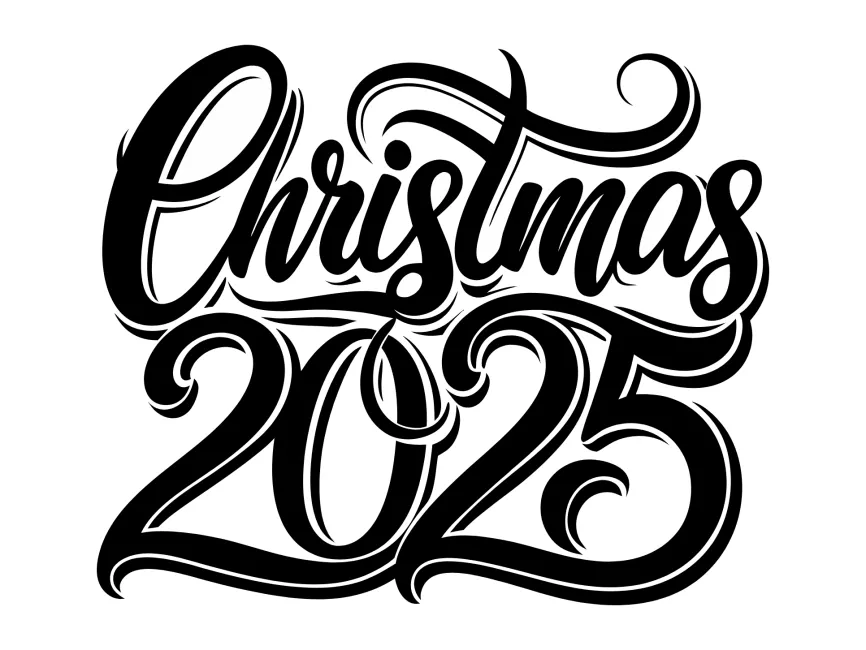 Christmas Year 2025 Lettering Vector Free Download | Logowik
