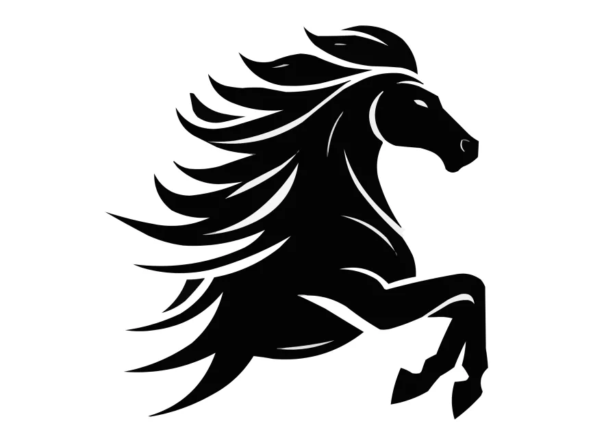Fierce Rearing Horse with Flowing Mane Logo Template Vector File Free ...
