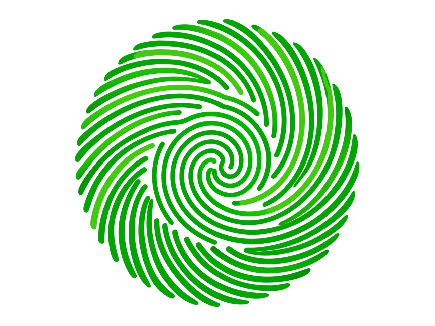 Green Linear Circle Fingerprint Shaped Logo Template Vector File Free ...