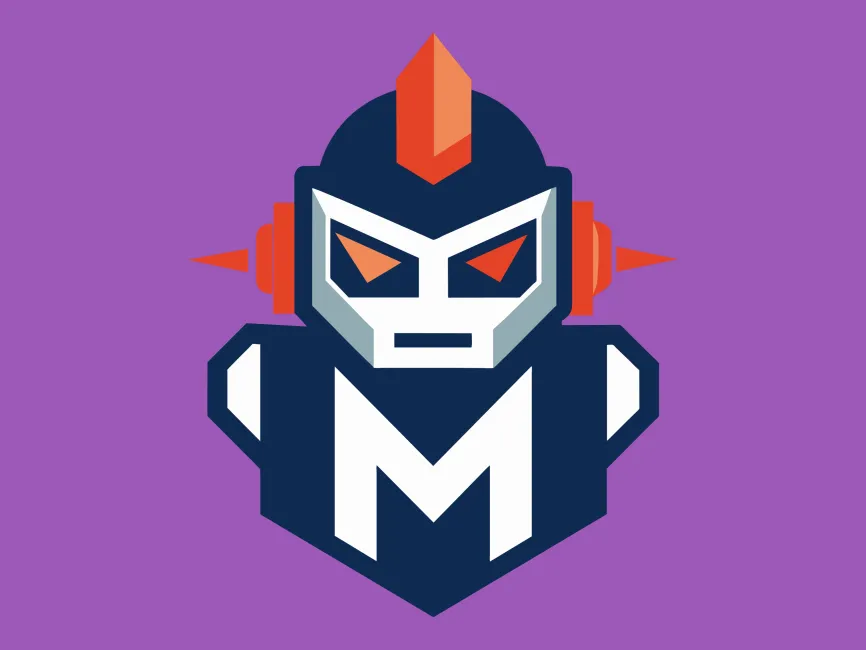 M Letter with Robot Logo Template PNG vector in SVG, PDF, AI, CDR format
