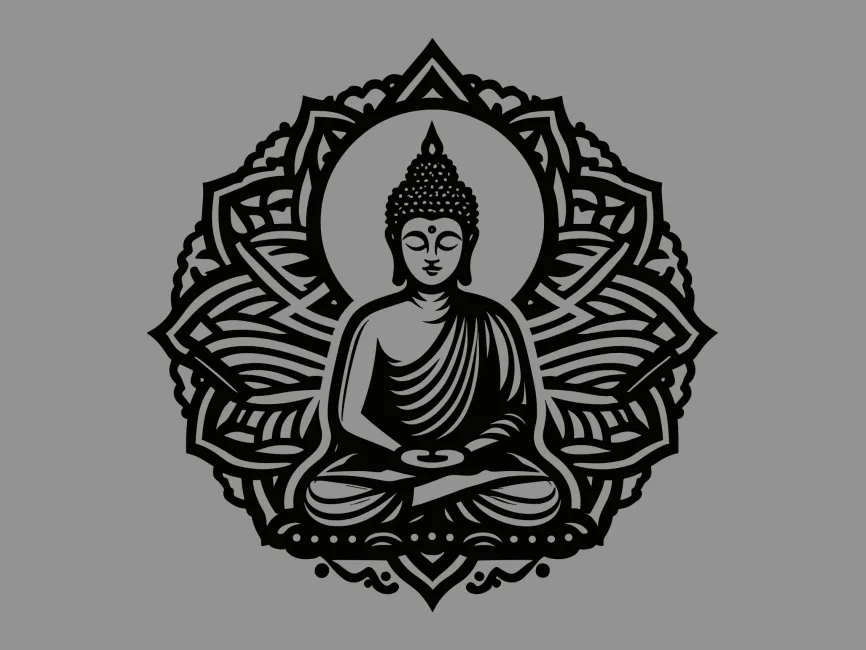 Black Detailed Free SVG Buddha Illustration Design Logo Template PNG ...