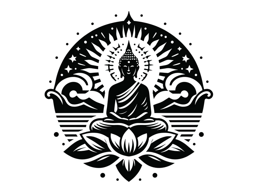 Download Free Black SVG Buddha Illustration Design Logo Template Vector ...